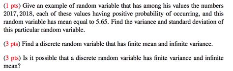 Solved Pts Give An Example Of Random Variable That Has Chegg Com