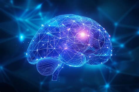 Premium Photo Futuristic Neural Network Brain Concept Illustration With Luminous Connections