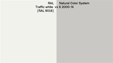 Ral Traffic White Ral 9016 Vs Natural Color System S 2000 N Side By