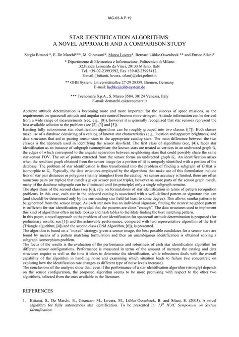Pdf Star Identification Algorithms A Novel Approach And A Comparison