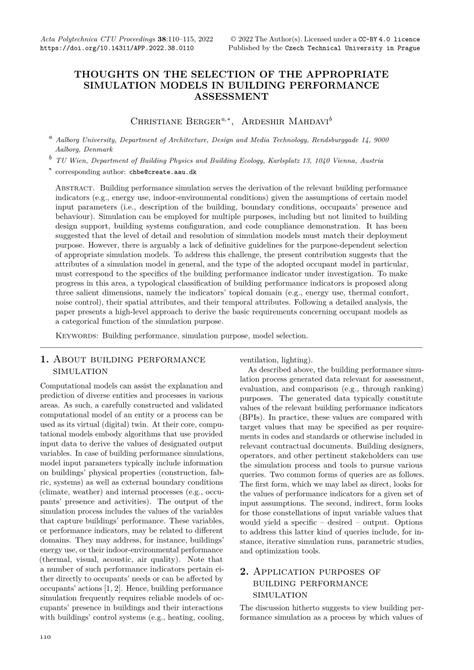 Pdf Thoughts On The Selection Of The Appropriate Simulation Models In Building Performance
