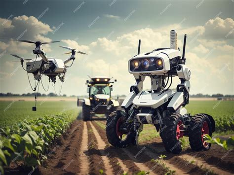 Premium Ai Image Farming The Future Smart Robotic Farmers