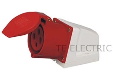 Cee Industrial Plug Wall Socket Connector Socket 16a 32a 3 Pin 4 Pin 5 Pin Blue Red Single Phase