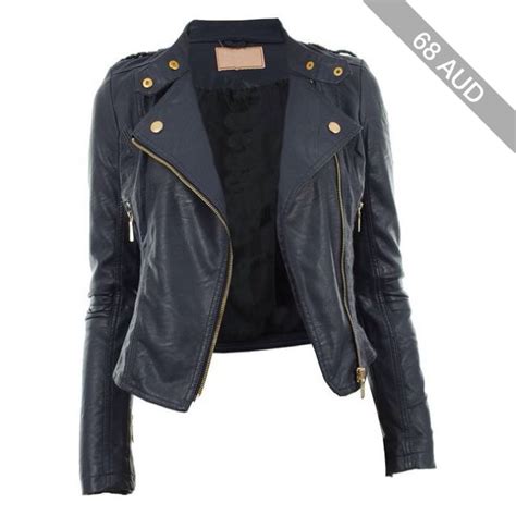 Diana New Womens Faux Leather Biker Gold Or Metal Button Zip Crop