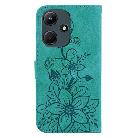 For Infinix Hot I X C Lily Embossed Leather Phone Case Green Alexnld Com