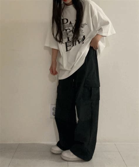 Time 레터링 힙한 오버핏 박시 반팔 티셔츠 3colors 에이블리