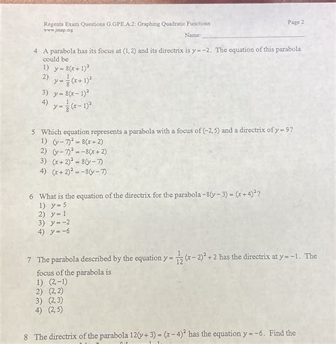 [solved] Math Regents Exam Questions G Gpe A 2 Graphing Quadratic