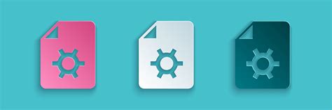 파란색 배경에 절연 된 기어 아이콘문서 설정을 용지 잘라 소프트웨어 업데이트 전송 프로토콜 팀워크 도구 관리 종이 아트 스타일 벡터 3차원 형태에 대한 스톡 벡터 아트 및