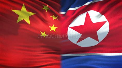 Relaciones Del Fondo De Las Banderas De China Y De Corea Del Norte
