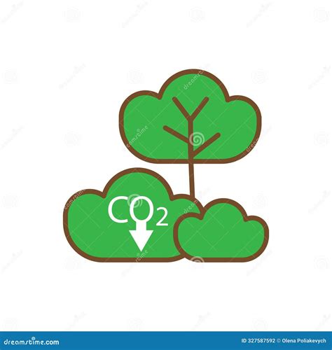 Co2 Reduction Icon Green Tree Symbol Vector Environmental Graphic
