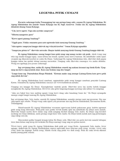 Legenda Pitik Cemani Pdf