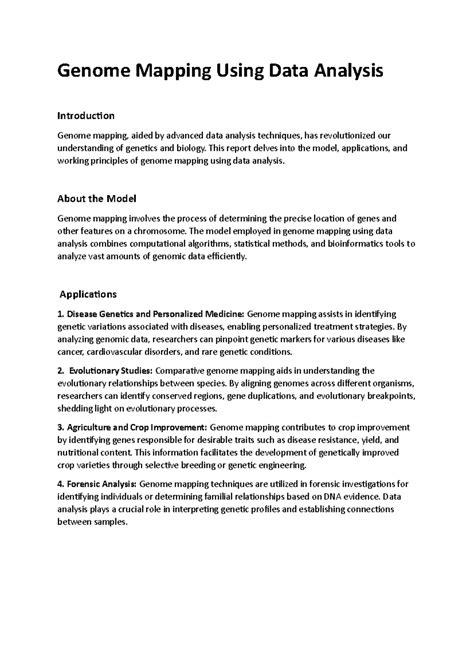 Genome Mapping Using Data Analysis Genome Mapping Using Data Analysis