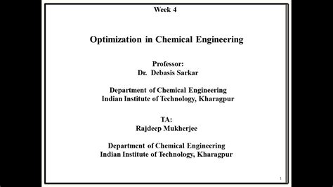 Optimization In Chemical Engineering Week 4 Youtube