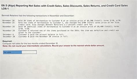 Solved E Algo Reporting Net Sales With Credit Sales Chegg