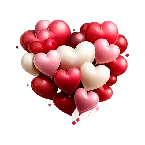 Free Linda Rojo Rosado Corazón Globos Manojo Encantador 3d Corazón Hd