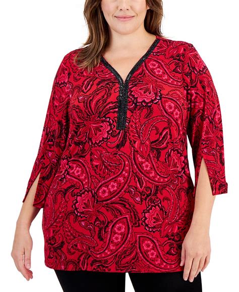 Jm Collection Plus Size Paola Paisley Printed Top Created For Macys