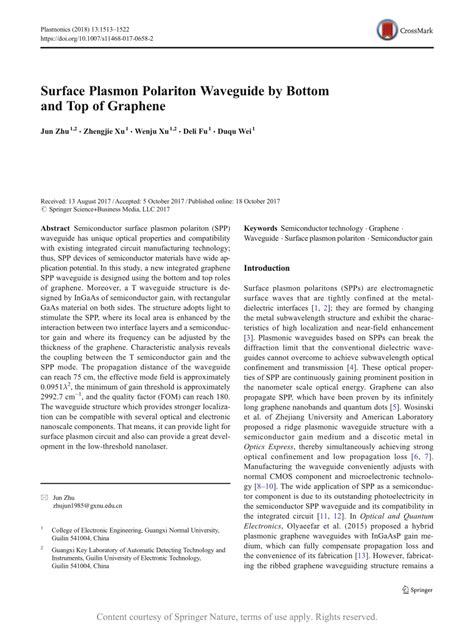 Surface Plasmon Polariton Waveguide By Bottom And Top Of Graphene