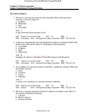 Chapter Test Ch Chapter Vital Signs Cooper Foundations Of Nursing Th Edition
