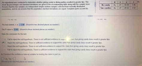 Solved An Experiment Was Conducted To Determine Whether Giving Candy