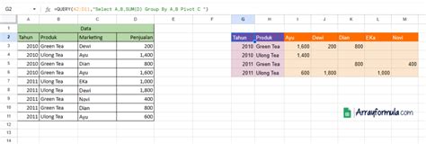 Melakukan SORT Pada Field Hasil Query Pivot Google Sheets Arrayformula