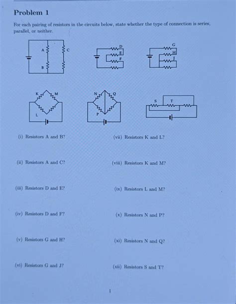 Solved For Each Pairing Of Resistors In The Circuits Below Chegg Com