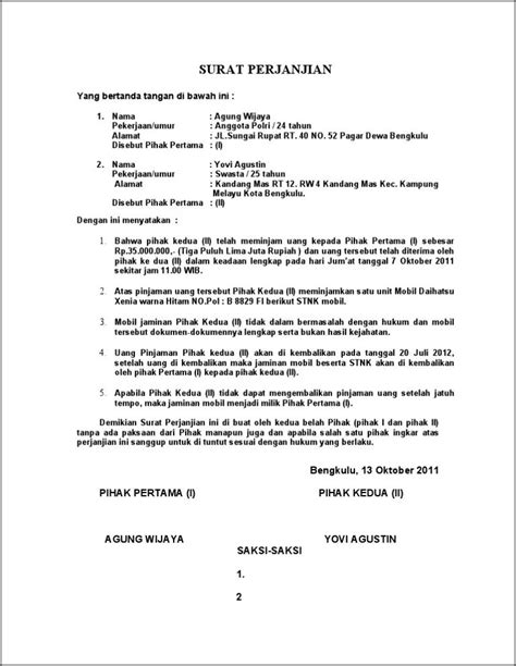 Contoh Surat Perjanjian Ambil Alih Usaha Surat Perjanjian Desain