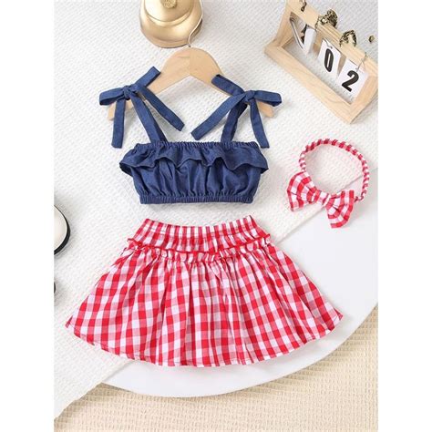 Buy Hopscotch Girls Red Gingham Print Blouse And Skirt Set Online