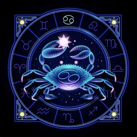 Premium Vector Neon Zodiac Sign Of Cancer