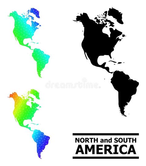 Polygonal Rainbow Map Of South And North America With Diagonal Gradient Stock Vector