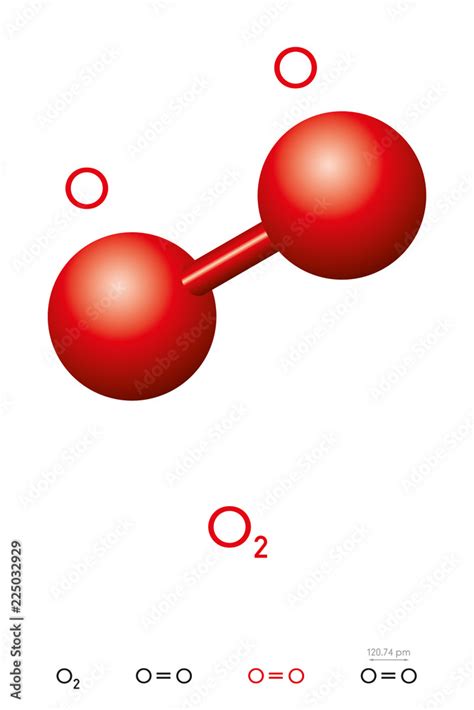 Oxygen O2 Molecule Model And Chemical Formula Also Dioxygen