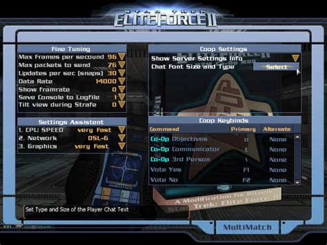 Coop Settings Menu Image HaZardModding Coop Star Trek Elite Force II For Star Trek Elite