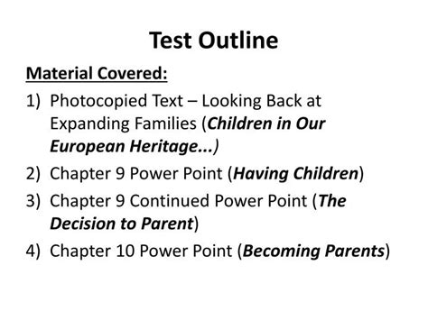 PPT Test Outline PowerPoint Presentation Free Download ID