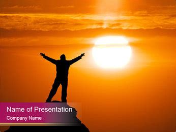 Conceptual Mountain Peak Design Featuring A Man PowerPoint Template Backgrounds Google Slides