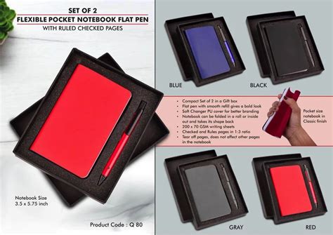 Set Of Flexible Pocket A Notebook With Ruled Checked Pages With Flat Pen At Rs Piece