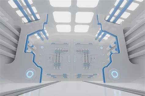공상 과학 그런 지 손상 된 금속 복도 배경 조명 네온 조명 3d 렌더링삽화 0명에 대한 스톡 사진 및 기타 이미지 0명