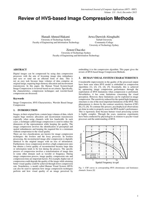pdf review of hvs based image compression methods