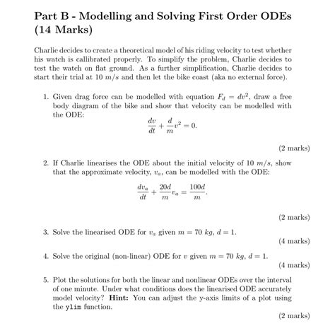 Solved Part B Modelling And Solving First Order ODES Chegg