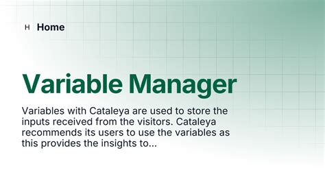 Variable Manager Home