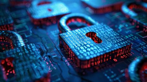 Illustration of digital locks with binary code in the background symbolizing cybersecurity ...