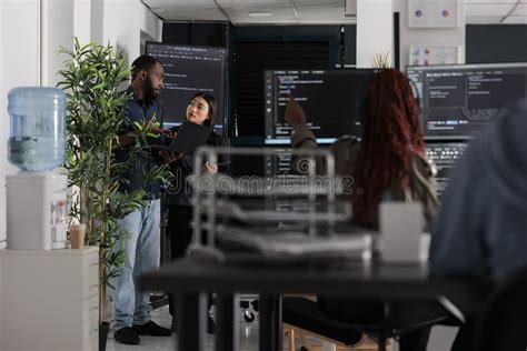 Engineers Checking Artificial Intelligence Code Editorial Stock Image