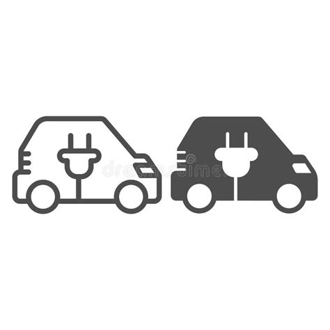Auto En Stekker En Stevig Pictogram Elektrische Auto Concept Ev Logo Op Witte Achtergrond