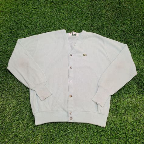 Izod Vintage Izod Lacoste Knit Cardigan Xl Short 24x26 Powder Blue