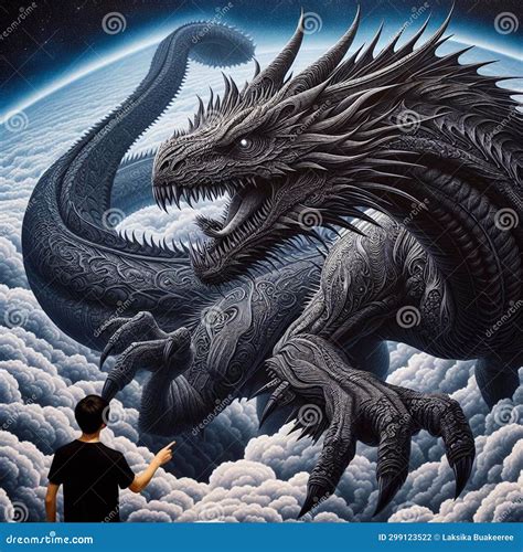 Hyper Realistic Illustrations Beautiful Dragon Stock Illustration
