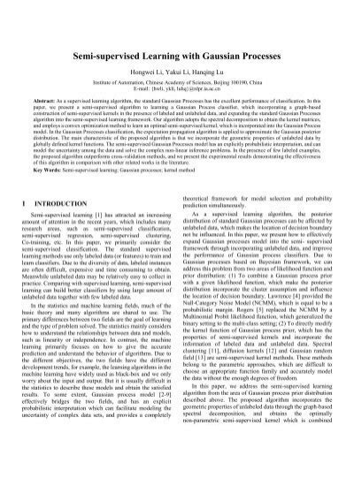 Semi Supervised Learning With Gaussian Processes