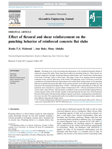 Pdf Effect Of Flexural And Shear Reinforcement On The Punching Behavior Of Reinforced Concrete