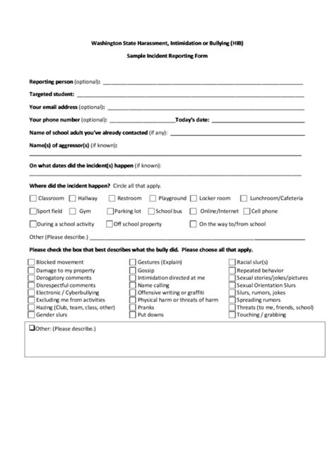 Sample Incident Reporting Form Printable Pdf Download