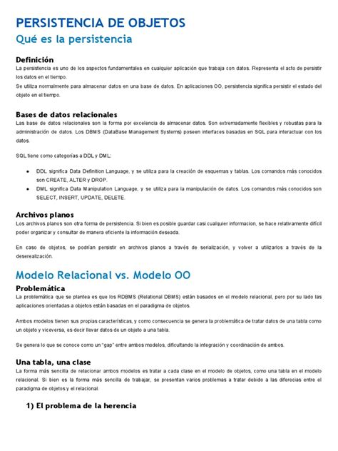 Persistencia De Objetos Hibernate Pdf Base De Datos Relacional Sql