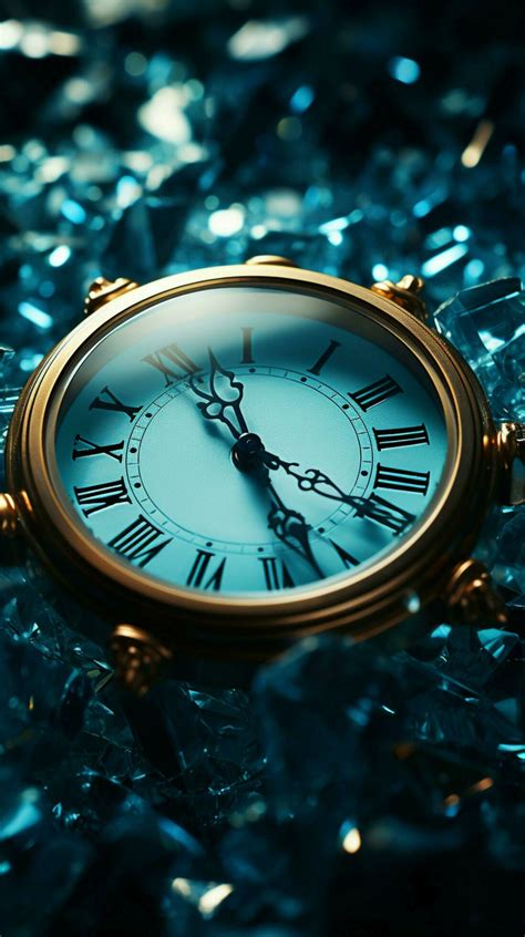 Atop Shattered Glass Heap A Broken Clock Rests Amidst The Fragments