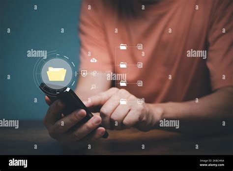 Man Using Mobile Smartphone Document Management System Dms Online