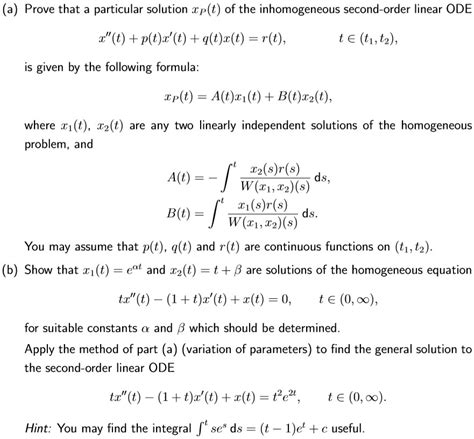 A Prove That A Particular Solution Xpt Of The